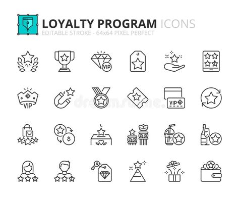Simple Set Of Outline Icons About Loyalty Program Stock Vector Illustration Of Shopping Offer