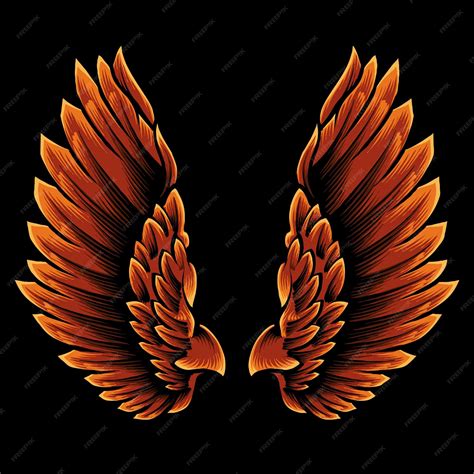 Premium Vector Vector Bird Wings Ornament Retro