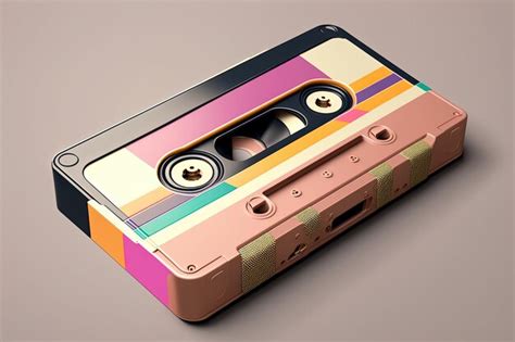 Premium Ai Image Colorful Cassette Tape With Pastel Colors In Vintage