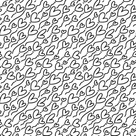 Premium Vector Seamless Vector Pattern With Black Linear Hearts