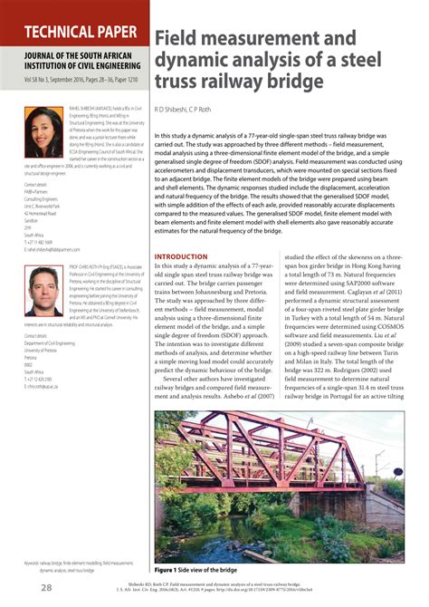 Pdf Field Measurement And Dynamic Analysis Of A Steel Truss Railway