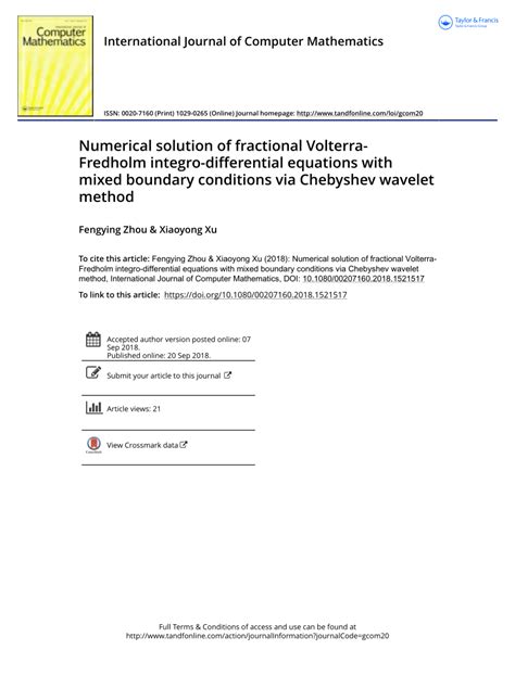 Pdf Numerical Solution Of Fractional Volterra Fredholm Integro Differential Equations With