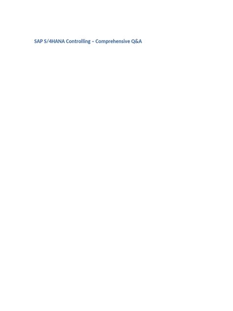 Sap S4hana Controlling Full Qa Pdf