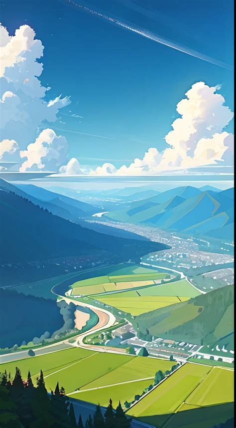 계곡과 산의 경치를 그린 그림이 있어요 Seaart Ai