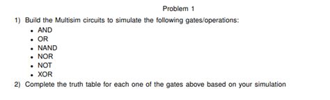 Solved Problem Build The Multisim Circuits To Simulate Chegg Com