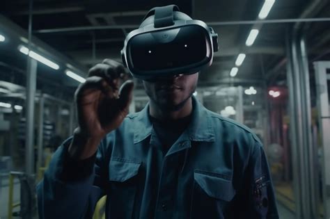 Premium Ai Image An Advance Manufacturing Worker Wearing A Vr Headset