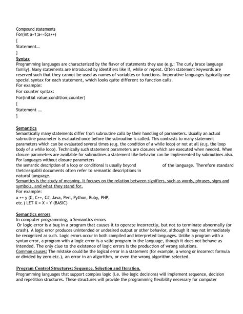 Computer Science And Programming Computer Science Class 11 Notes