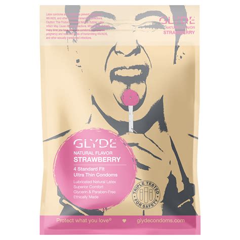Glyde Natural Flavor Condom Strawberry 4pk