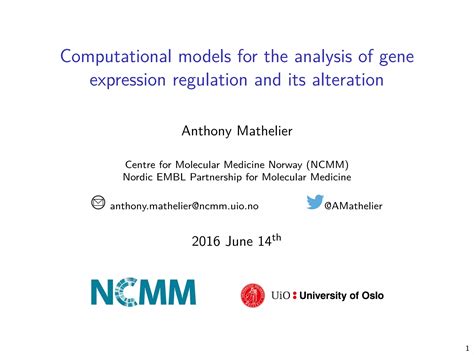Computational Models For The Analysis Of Gene Expression Regulation And Its Alteration Ppt