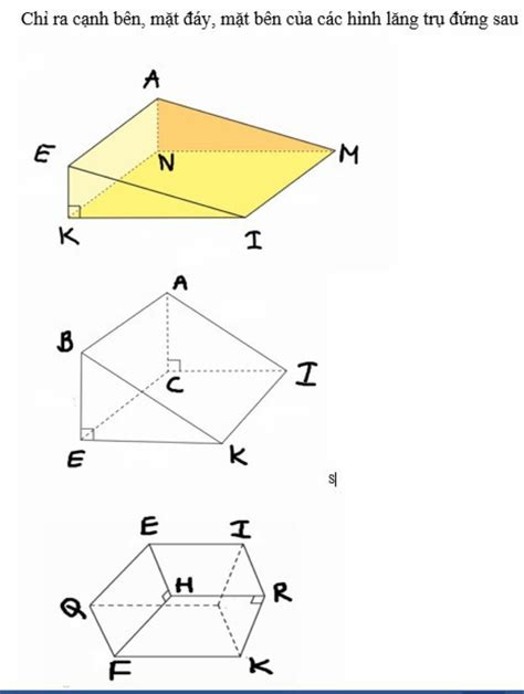 giải giúp em mấy hình này với e cảm ơn nhìu ạ Chỉ ra cạnh bên mặt đáy