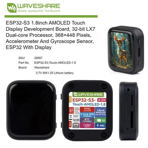 Waveshare Esp32 S3 Touch Amoled 18 Inch Amoled Lcd 37v 350mah Sku 29957 Ebay