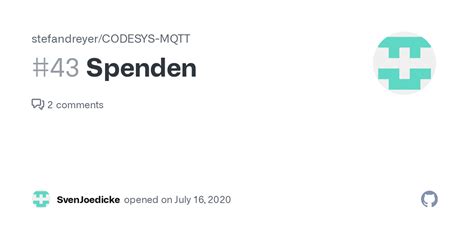 Spenden · Issue 43 · Stefandreyercodesys Mqtt · Github