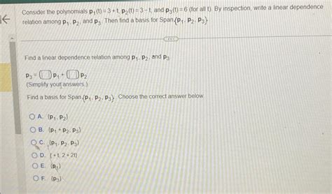 Solved Consider The Polynomials P T T P T T And Chegg