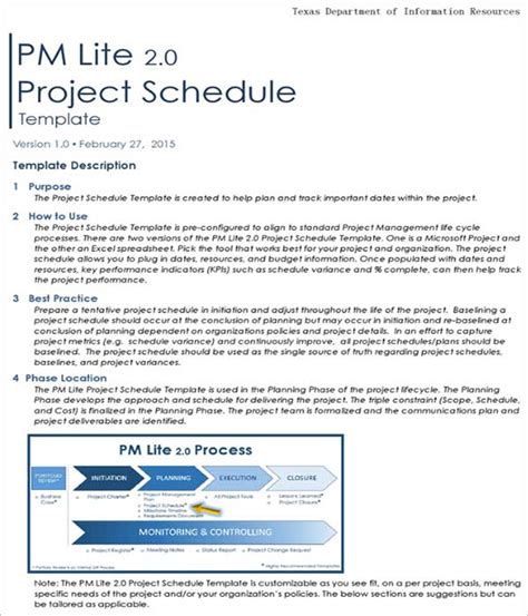 Project Schedule Templates Free Sample Examples Download