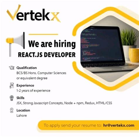 Hiring Careers Recruitment Developer Lahore Reactjsjobs Reactjsdeveloper Reactjs
