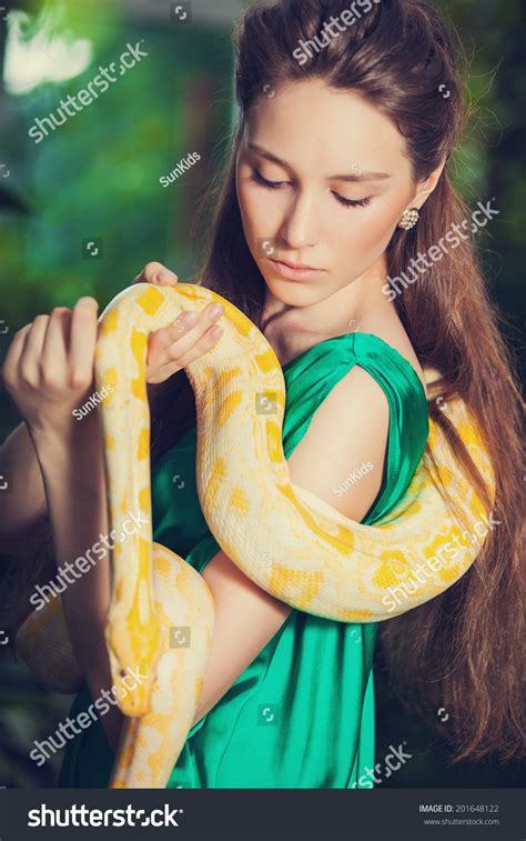 Sexy Woman Holding Python Stock Photo Shutterstock