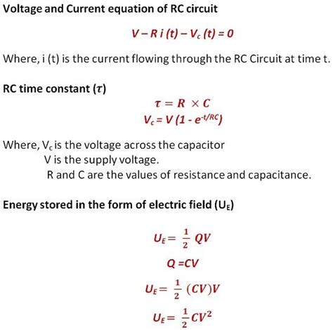 Rc Circuit Formula Sheet