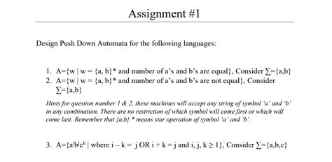 Solved Assignment 1 Design Push Down Automata For The Chegg Com