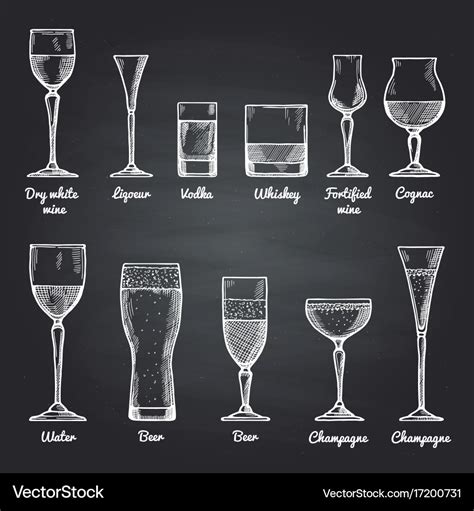 Alcoholic Drinking Glasses Royalty Free Vector Image