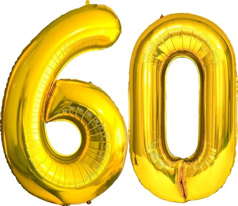 Firomi 60 Number Balloons Gold Big Giant Jumbo Huge Foil