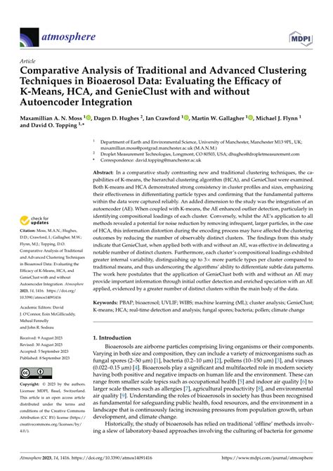 Pdf Comparative Analysis Of Traditional And Advanced Clustering Techniques In Bioaerosol Data