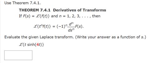 Solved THEOREM Derivatives Of Transforms If Chegg