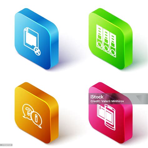 아이소메트릭 라인 파일 문서 서비스 사무실 폴더 질문 및 느낌표 스마트폰 책 아이콘을 설정합니다 벡터 3차원 형태에 대한 스톡 벡터 아트 및 기타 이미지 Istock