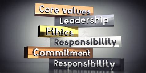 Core Values Leadership Ethics Responsibility Commitment Responsibility Stock Illustration