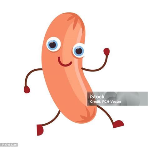 아침 음식의 재미있는 고기 소시지 캐릭터 흰색으로 격리된 레스토랑 카페 또는 가정을 위한 귀여운 메뉴의 벡터 그림 팬케이크에 대한 스톡 벡터 아트 및 기타 이미지 Istock