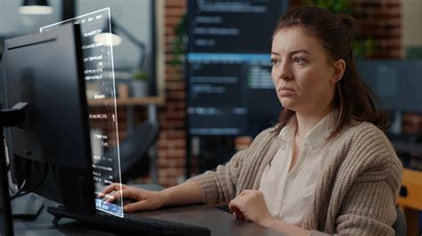 Programador Calificado Ayudado Por La Tecnología Ar Para Visualizar Scripts Escribir Código En