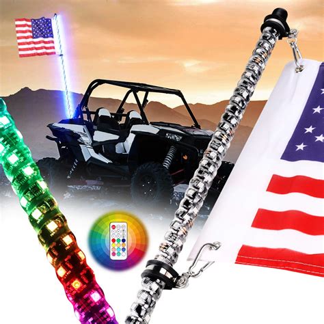 Nirider 4ft Led Whip Light With Flag Pole Remote Control Spiral Rgb