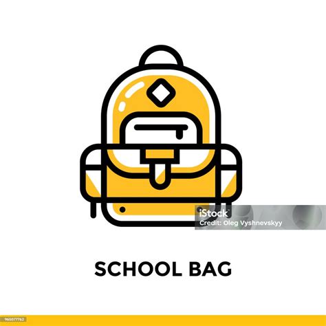교육에 대 한 선형 학교 가방 아이콘입니다 개요 스타일에서 그림입니다 모바일 응용 프로그램 및 웹 디자인을 위한 벡터 현대적인 평면 디자인 요소 교육에 대한 스톡 벡터 아트