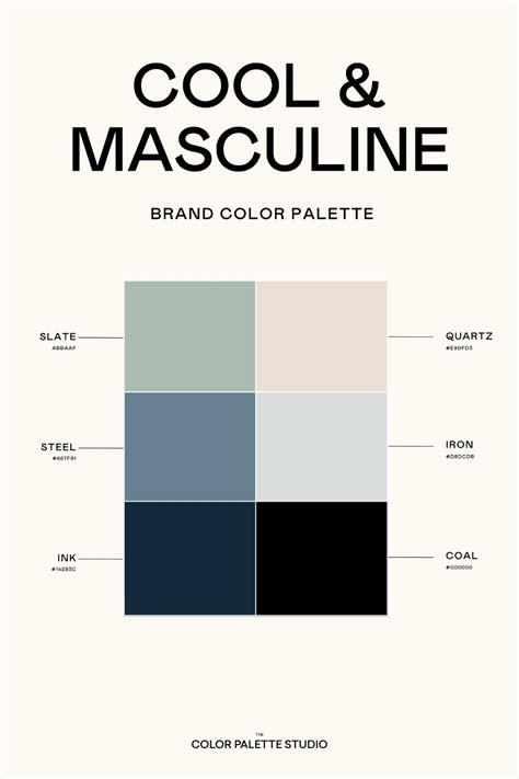 Cool And Masculine Color Palette For Brands With Pairing And Contrast Guide