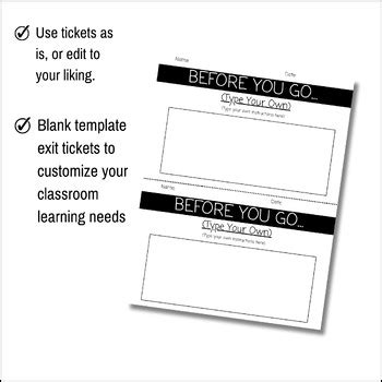 Editable Exit Ticket Exit Ticket Template Exit Ticket Any Grade
