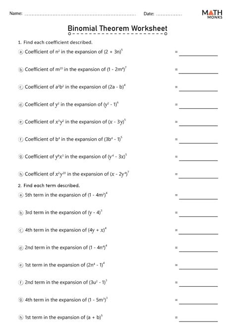 Binomial Theorem Formula Expansion Proof And Examples