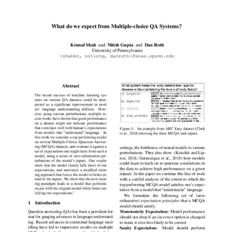 What Do We Expect From Multiple Choice Qa Systems Acl Anthology