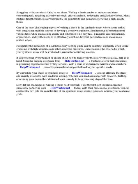 Synthesis Essay Scoring Guide Download Free Pdf Essays Thesis