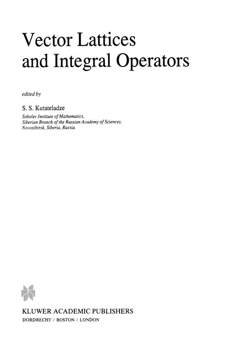 Pdf Vector Lattices And Integral Operators