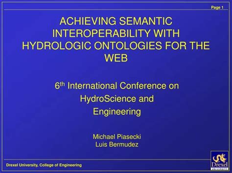 Ppt Achieving Semantic Interoperability With Hydrologic Ontologies For The Web Powerpoint