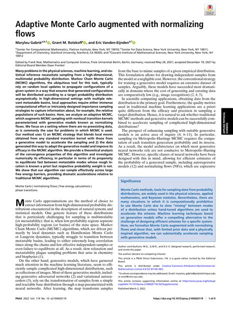 Pdf Adaptive Monte Carlo Augmented With Normalizing Flows