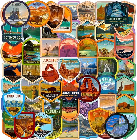 63pcs National Park Sticker All National Parks Usa Complete