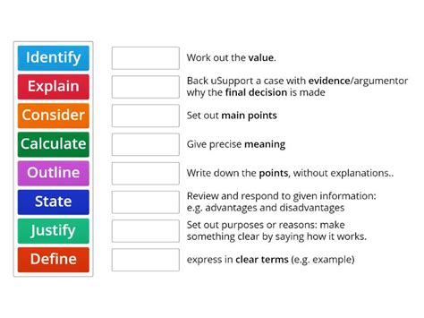 Igcse Business Studies Command Words Match Up