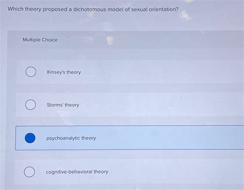 Solved Which Theory Proposed A Dichotomous Model Of Sexual Chegg Com