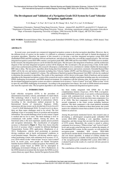 Pdf The Development And Validation Of A Navigation Grade Egi System For Land Vehicular