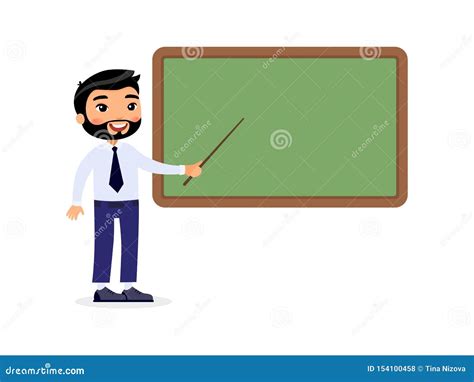 Male Teacher Standing Near Blackboard Flat Illustration Stock Illustration Illustration Of