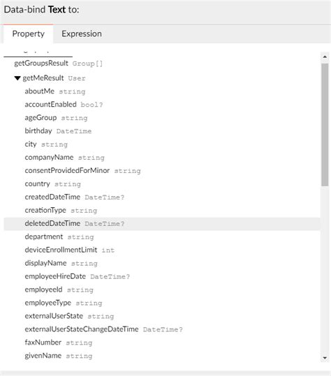 missing memberof user property after ms graph odata source inferring blazor server radzen