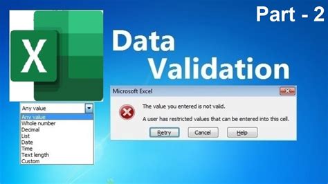 Master In Data Validation Of Excel Part 2 Youtube