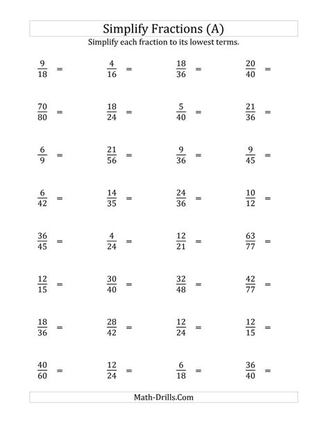 The Simplify Proper Fractions To Lowest Terms Harder Version A Math Worksheet From The