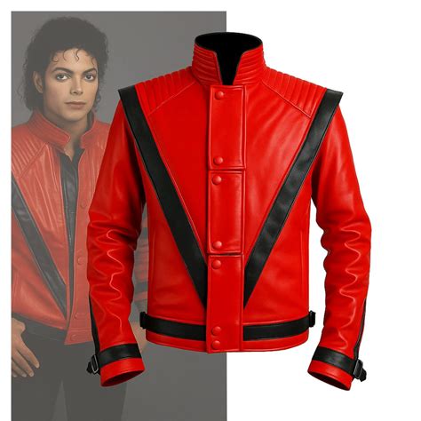 Michael Jackson Thriller Jacket Red Faux Leather Mj Costume For Men