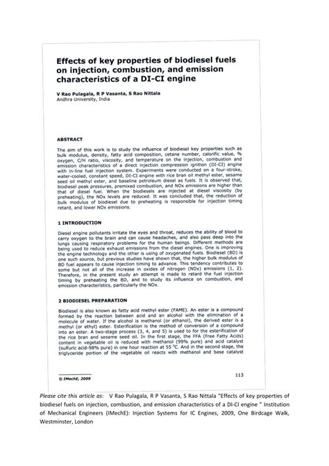 Pdf Effects Of Key Properties Of Biodiesel Fuels Rice Bran And